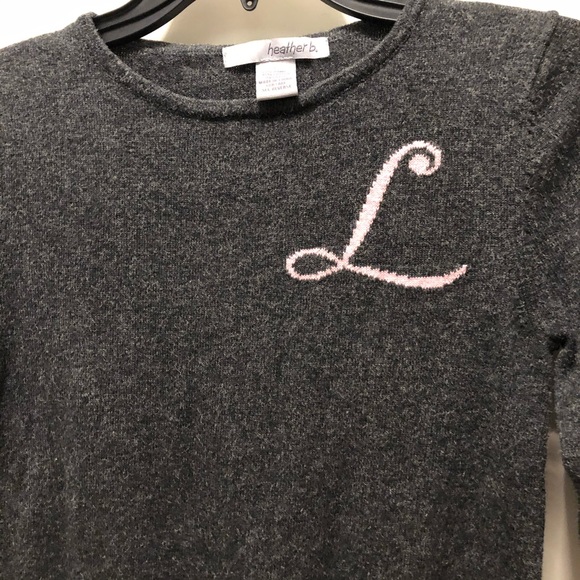 heather b | Sweaters | Heather B Gray L Monogram Logo Sweater Xs | Poshmark